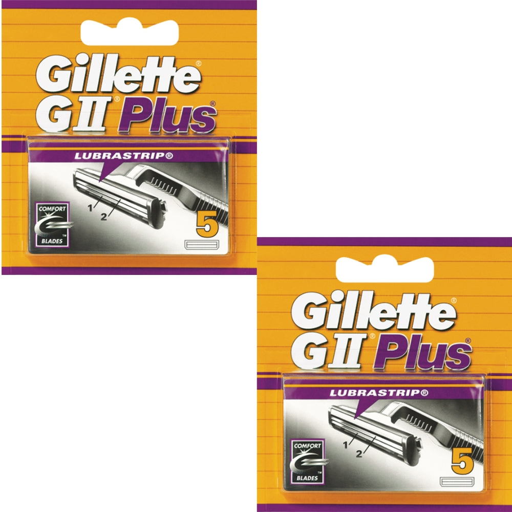 Gillette Lubrastrip GII Plus Men's Razor Blades 10 Piece Bundle (2 x 5 ...