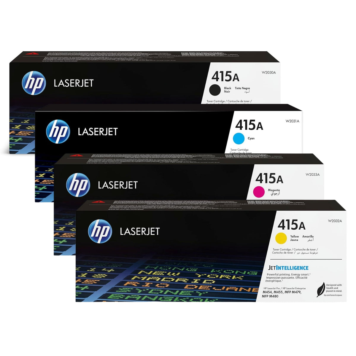 HP 415A Black Cyan Magenta Yellow Original LaserJet Toner Cartridges ...